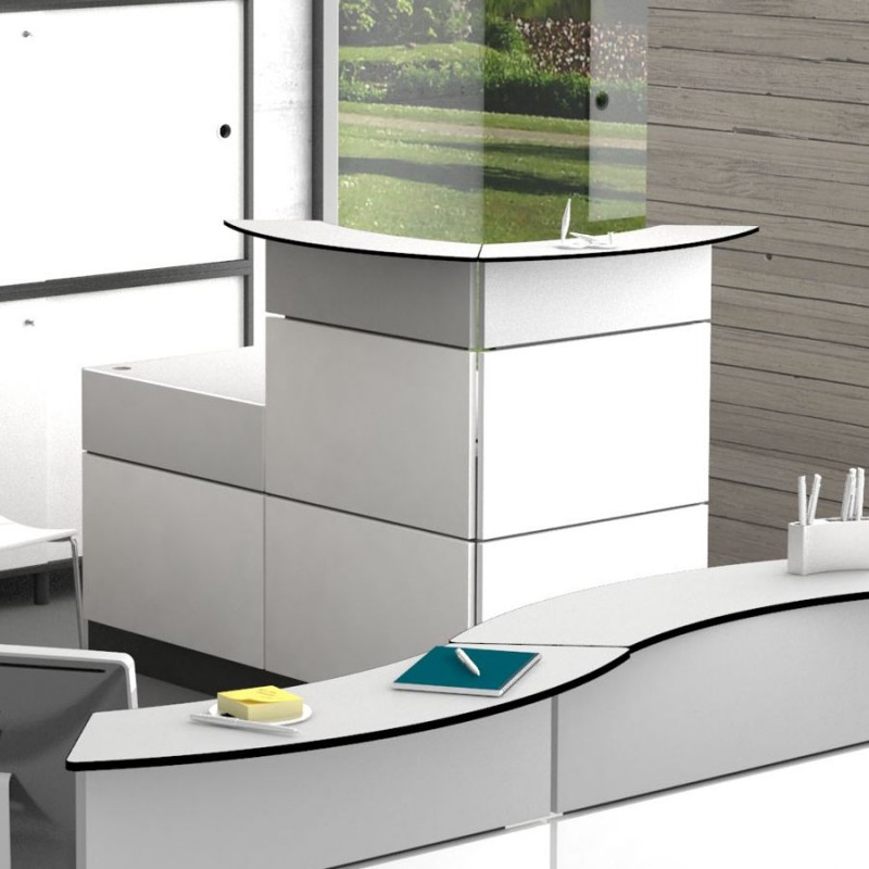 Borne accueil pour entreprise au design et chic - Coloris du bois au choix Borne accueil pour entreprise au design et chic - Coloris du bois au choix