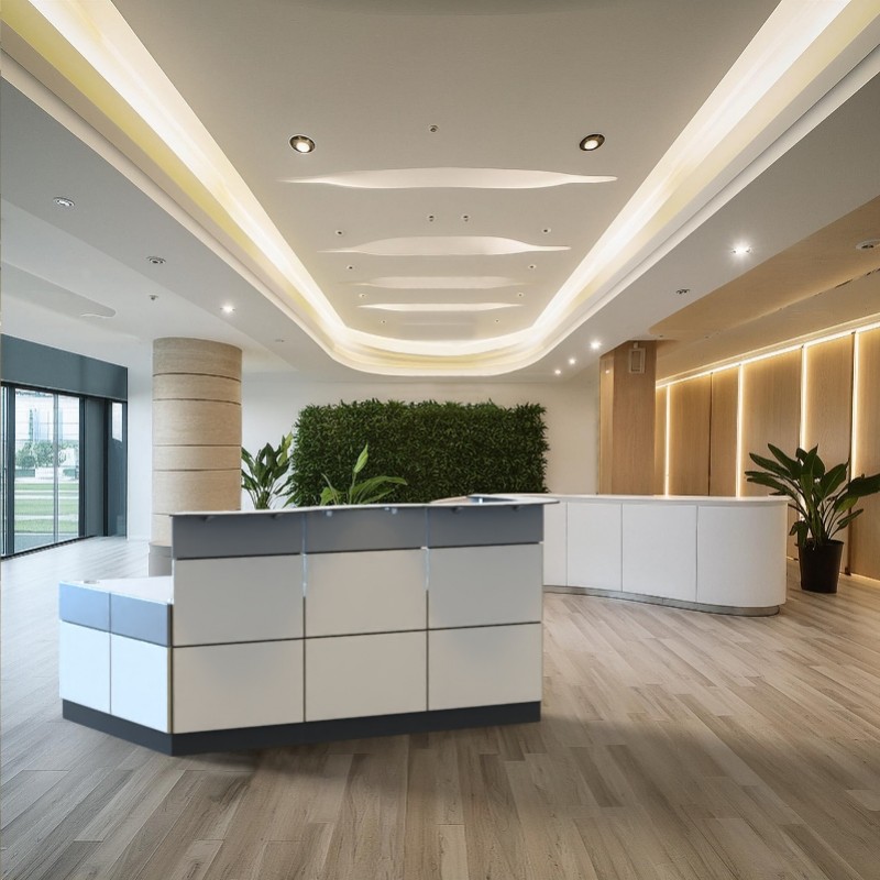 Tendances 2024 pour les banques d’accueil professionnelles en bois : designs et innovations